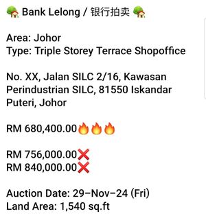 Bank Lelong- Kawasan Perindustrian SILC, (Shop office) for Auction ...