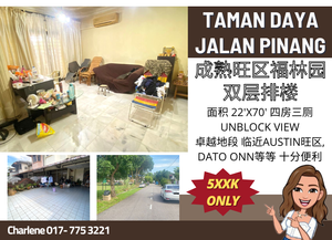 Taman Daya Jalan Pinang Double Storey Unblock View for Sale @RM578,000 ...