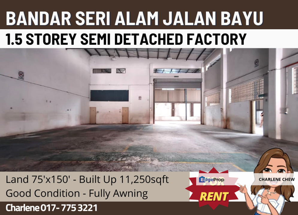 Bandar Seri Alam @ Jalan Bayu 1.5 Storey Semi-D Factory Good Condition for Rental @RM13,500 By ...