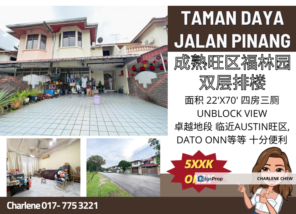 Taman Daya Jalan Pinang Double Storey Unblock View for Sale @RM568,000 ...