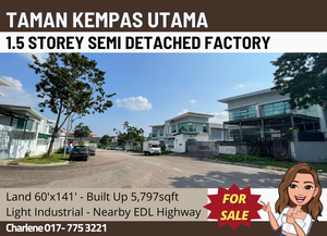 Taman Kempas Utama 1.5 Storey Semi D Factory Nearby EDL Highway for ...