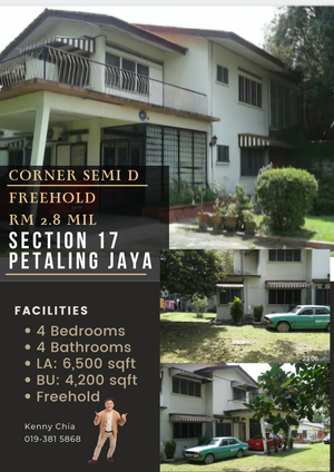 Corner Semi D 2 Storey Section 17 Petaling Jaya for Sale @RM2,800,000 ...