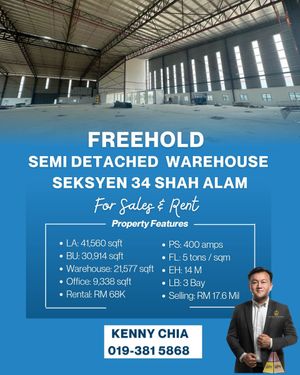 Factory Warehouse Seksyen 34 Bukit Kemuning Shah Alam for Sale @RM17,600,000 By KENNY CHIA ...