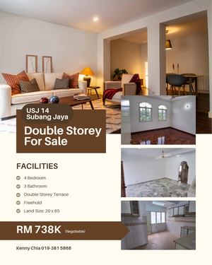 2 Storey (20 x 65) Terrace Freehold USJ 14 Subang Jaya for Sale @RM738 ...