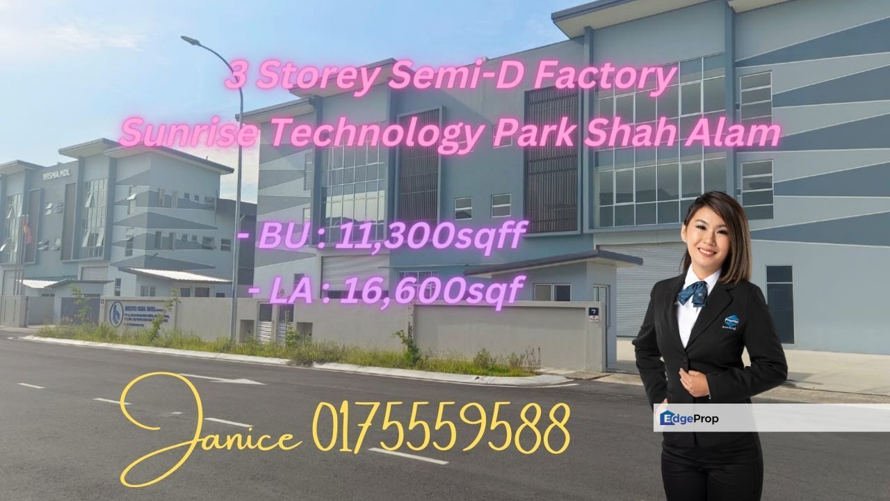 NEW 3 Storey Semi-D Factory Sunrise Technology Park Shah Alam CHEAP for Sale @RM7,400,000 By ...