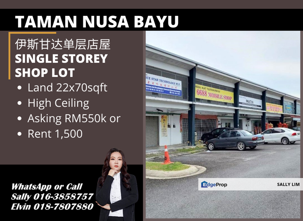 Taman Nusa Bayu Iskandar Puteri Single Storey Shop Lot for Sale @RM550 ...