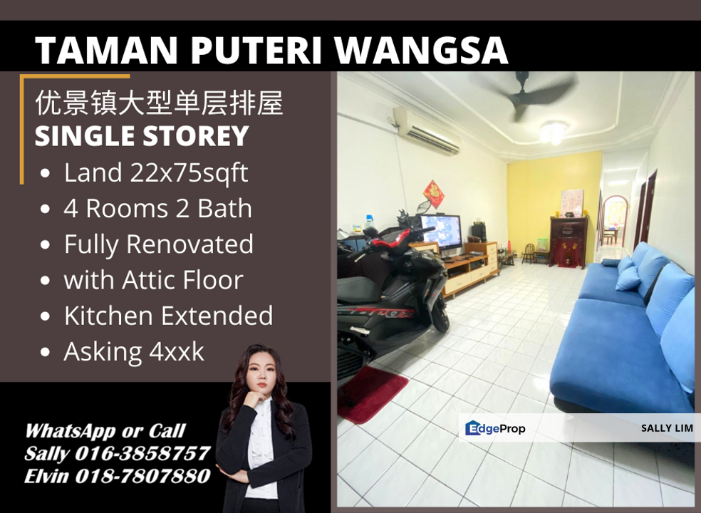 Puteri Wangsa Big Type Single Storey Fully Renovated for Sale @RM468 ...