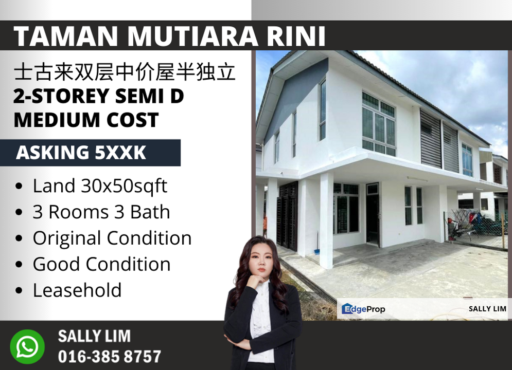 Taman Mutiara Rini Medium Cost Double Storey Semi-D Good Condition for ...