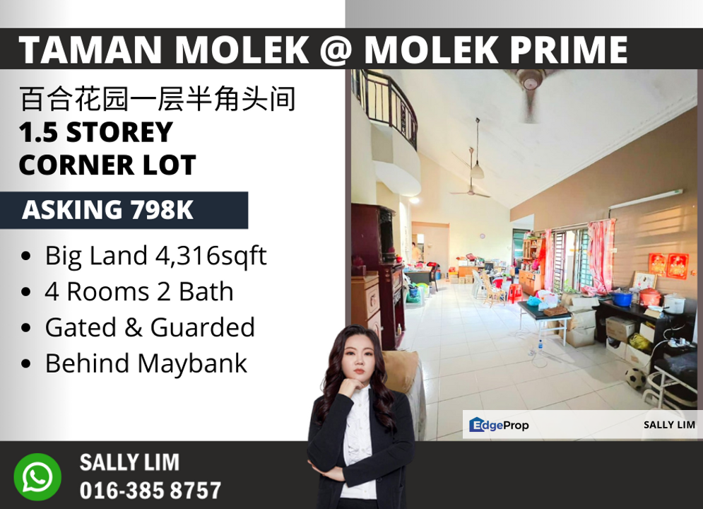 Taman Molek @ Molek Prime 1.5 Storey Corner Lot Big Land & Behind ...