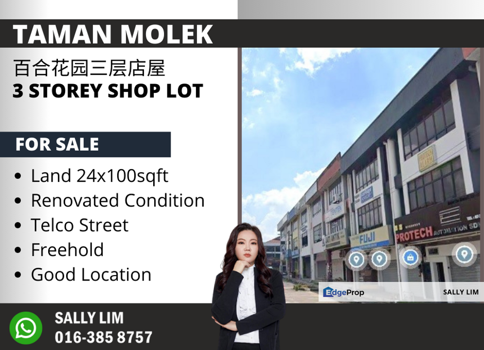 Taman Molek 3 Storey Shop Lot for Sale @RM1,880,000 By SALLY LIM ...