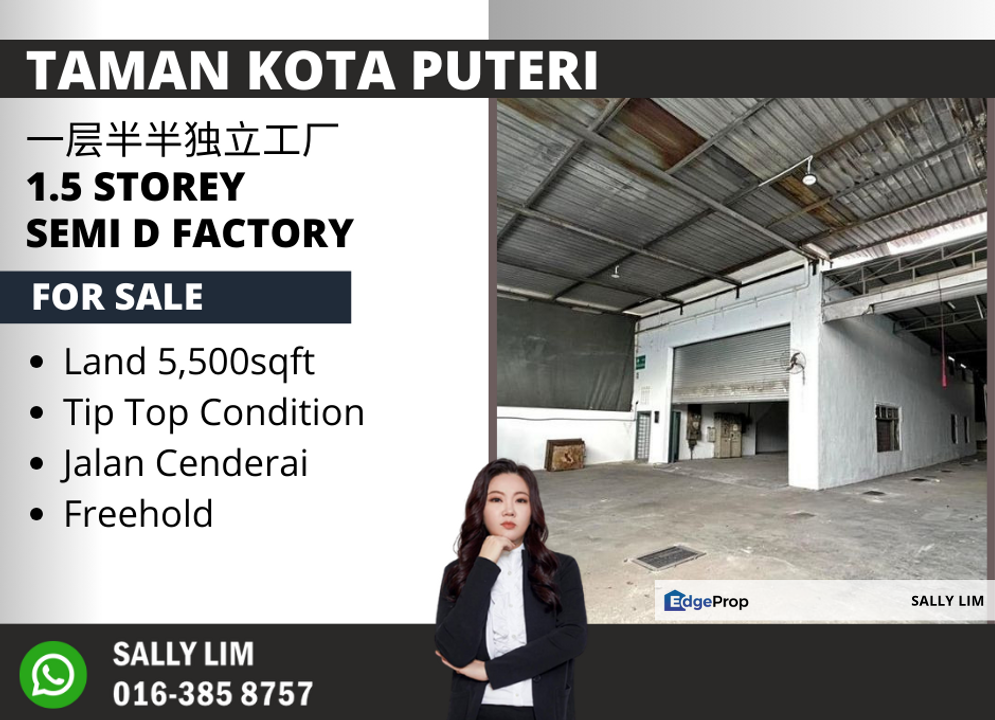 Taman Kota Puteri Jalan Cenderai 1.5 Storey Semi Detached Factory for ...