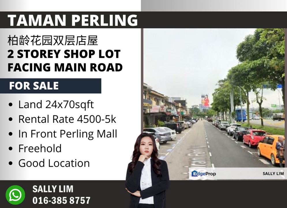 Taman Perling Jalan Persisiran Double Storey Shop Lot Facing Main Road ...
