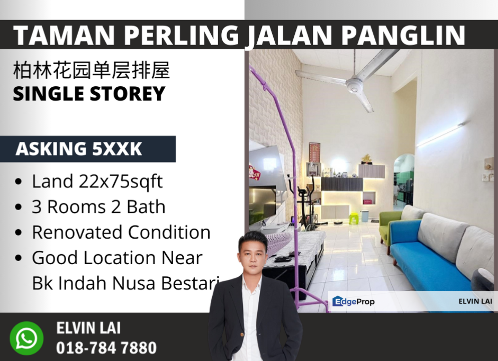 Taman Perling Jalan Panglin / Single Storey Renovated / Near Perling ...