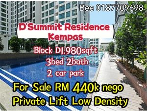 D'Summit Residences @ Kempas 3 bed Private Lift Lower Market Price for ...