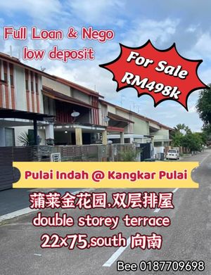 Taman Pulai Indah Kangkar Pulai 2 Storey Terrace 22x75 lower market ...