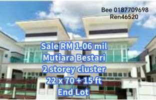 Mutiara Bestari Skudai 2 storey cluster End Lot for sale for Sale @RM10 ...