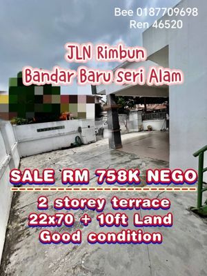 Bandar Baru Seri Alam Jalan Rimbun END LOT WITH LAND 2 Storey Terrace ...
