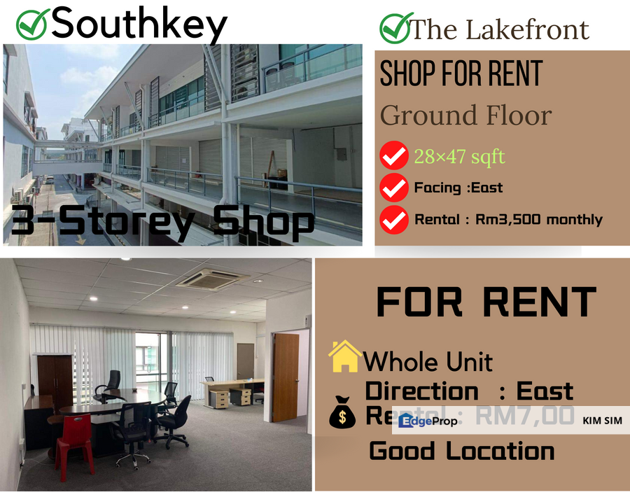 The LakeFront, Southkey, Shop Office For Rent for Rental @RM3,500 By ...