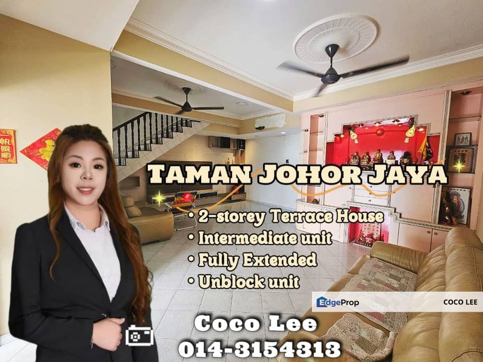 Taman Johor Jaya @ Unblock Extended 2-storey Terrace House for Sale ...