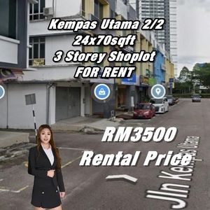 Taman Kempas Utama @3 Storey Shoplot for Rental @RM3,500 By COCO LEE ...