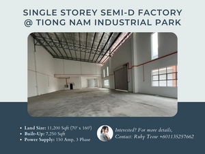 Tiong Nam Industrial Park - 1 Sty Semi-D Factory for Rental @RM9,000 By RUBY TEOW | EdgeProp.my
