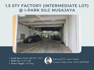 i-Park SILC Nusajaya - 1.5 Sty Factory for Sale for Sale @RM4,300,000 ...