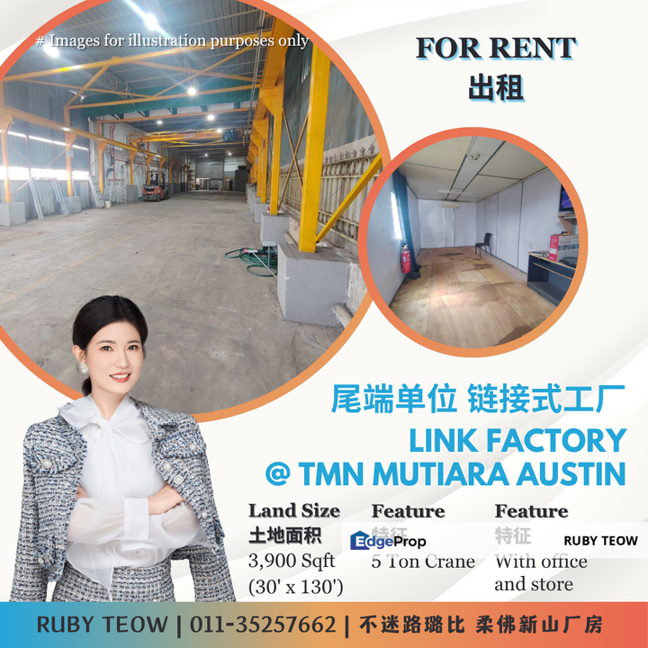 Taman Mutiara Austin – Link Factory (End Lot) for Rent for Rental @RM7 ...