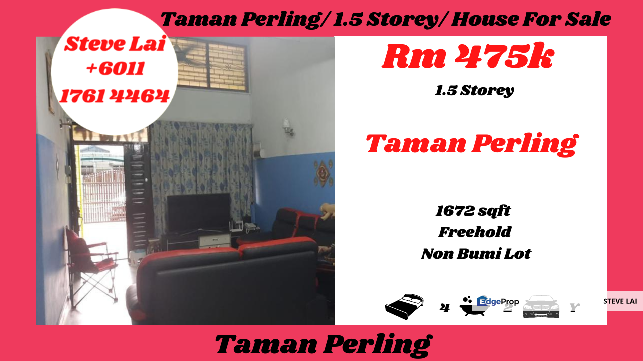 Taman Perling/ 1.5 Storey/ House For Sale for Sale @RM475,000 By STEVE ...