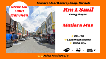 Mutiara Mas/ 3 Storey Shop/ For Sale for Sale @RM1,800,000 By STEVE LAI ...