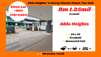 Adda Heights/ 2 Storey Cluster House/ For Sale for Sale @RM1,250,000 By ...