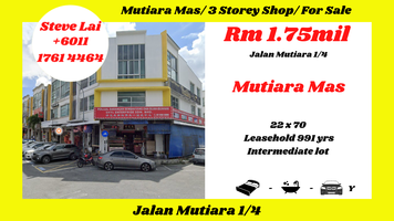 Mutiara Mas/ 3 Storey Shop/ For Sale for Sale @RM1,750,000 By STEVE LAI ...