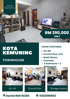 Ground floor town house in Bukit Rimau near by Aeon big Bukit Rimau for ...