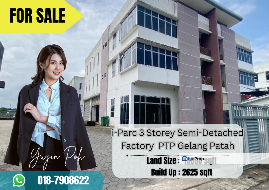 i-Parc 3 storey Semi-Detached Factory @ PTP Gelang Patah for Sale @RM3 ...