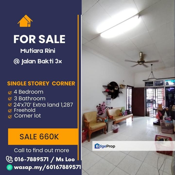 Mutiara Rini Single Storey Corner For Sale for Sale @RM660,000 By MISS ...