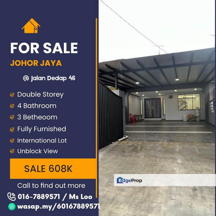 Johor Jaya @ Jalan Dedap 46 for Sale @RM608,000 By MISS LOO | EdgeProp.my