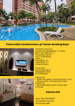 Putra Indah Condominium @ Taman Serdang Raya for Sale @RM465,000 By ...