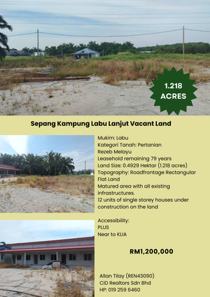 Sepang Kampung Labu Lanjut Vacant Land for Sale @RM1,200,000 By ALLAN ...