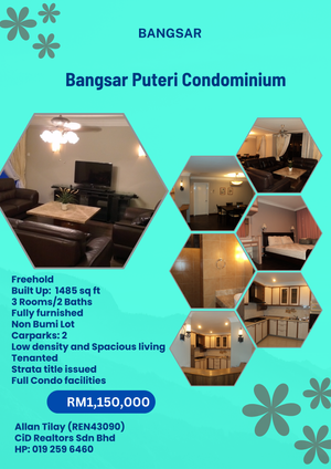 Bangsar Puteri Condominium for Sale @RM1,150,000 By ALLAN TILAY ...