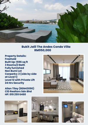 Bukit Jalil The Andes Condo Villa for Sale @RM950,000 By ALLAN TILAY ...