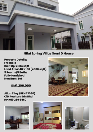 Nilai Spring Villas Semi D House for Sale @RM1,200,000 By ALLAN TILAY ...