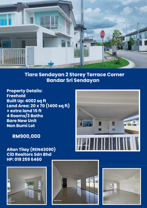 Tiara Sendayan 2 Storey Terrace Corner for Sale @RM900,000 By ALLAN ...