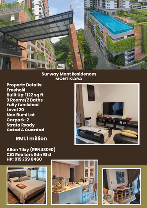 Mont Kiara Sunway Mont Residences for Sale @RM1,100,000 By ALLAN TILAY ...