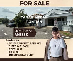 Taman Megah Single Storey Terrace House for Sale for Sale @RM388,000 By ...