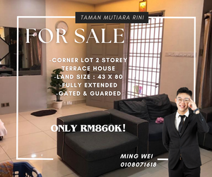 Taman Mutiara Rini Double Storey Terrace Corner House for Sale for Sale ...