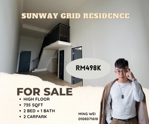 Sunway GRID Residence 2 Bedrooms 1 Bathrooms for Sale for Sale @RM498 ...