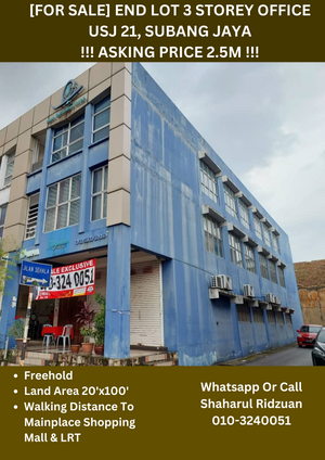 USJ 21, Freehold End lot 3 storey shop for Sale @RM2,450,000 By ...