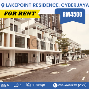 Lake Point Residence 3 Storey Landed, Cyberjaya FOR RENT for Rental ...