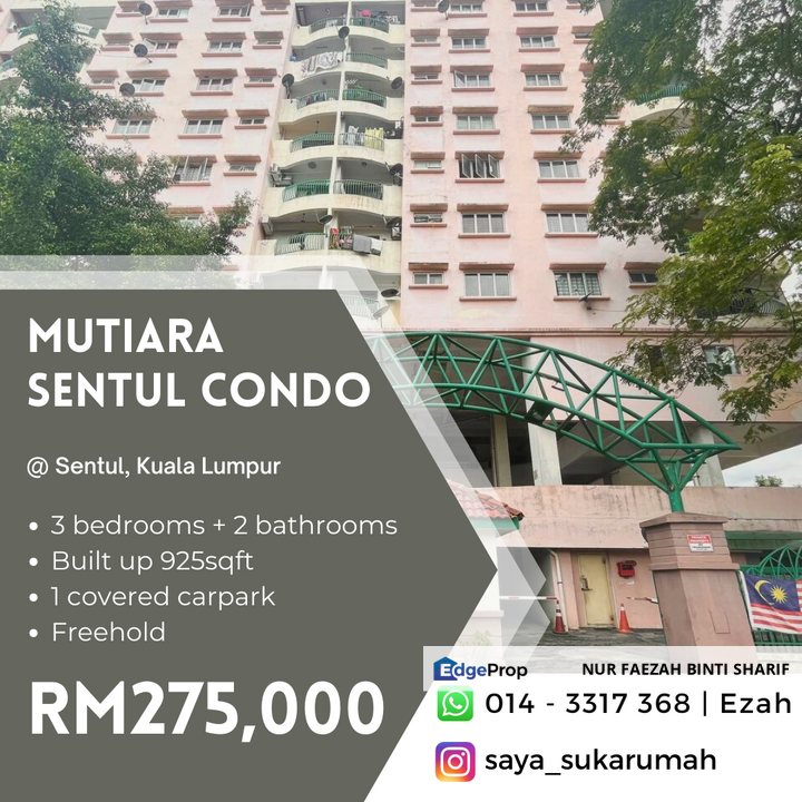 MUTIARA SENTUL CONDO for Sale @RM275,000 By NUR FAEZAH BINTI SHARIF ...