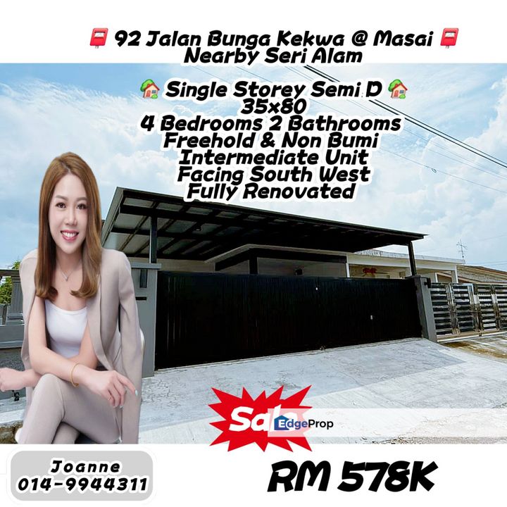 Single Storey Semi D House @ 92 Jalan Bunga Kekwa, Taman Bunga Raya ...