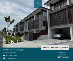 Brand New 3 Storey Superlink The Mulia Residence, Cyberjaya for Rental ...